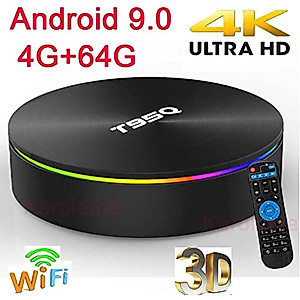 Android TV Box Android 9.0 OS Smart TV Box 4GB 64GB T95Q Support USB 3.0 BT 4.1 2.4G- 5G Dual-Band Wi-Fi 3D 4K Full HD H.265 100M Android Mini PC with Wireless Keyboard Remote (Backlit) TTV Box