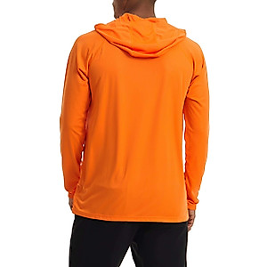 HOPATISEN Hiking Shirts Men Stretchy Sweatshirt cooling Shirt with Hood Quick Dry Fishing Shirt Swimming Boating Sailing Shirt Orange