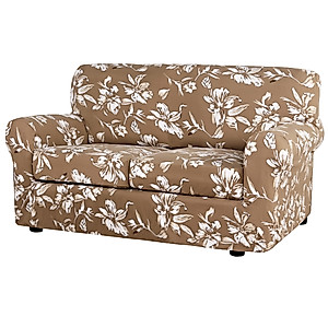 H.VERSAILTEX Super Stretch 3 Pieces Sofa Covers for 2 Cushion Couch Covers Sofa Slipcovers Feature Soft Thick Bouncy Modern Style with Individual Cushion Covers Pet Friendly - Loveseat, Camel