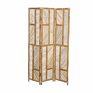 Deco 79 Wood Geometric Partition Room Divider Screen Hinged Foldable Partition 3 Panel Privacy Screen, Room Partition 52" x 1" x 71", Brown