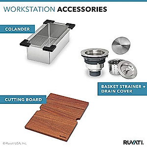 Ruvati 15 x 20 inch Workstation Drop-in Topmount Bar Prep RV Sink 16 Gauge Stainless Steel - RVH8210