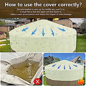 JIABOLANG Patio Furniture Covers, 100% Waterproof Outdoor Table Chair Set Covers, Anti-Fading Round Cover for Outdoor Furniture Set, UV Resistant, Beige & Brown, 62" DIAx28'' H