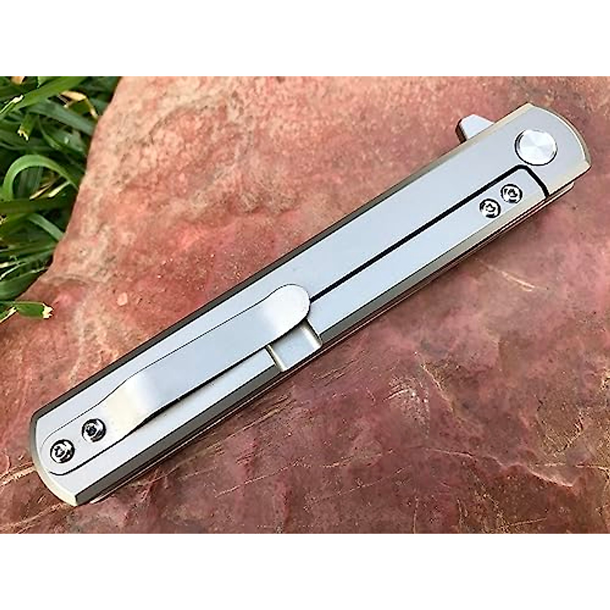 TACTICAL GEARZ Titanium Pocket Knife for EDC! Solid Tc4 Titanium Handle! D2 Steel Tanto Blade! Includes Sheath! (Tatsu ST)