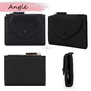 Sunwel Fashion Small Wallet with Heart Bifold Wallet Zipper Pocket Cash Card Holder Coin Purse for Women Girls (PURPLE)