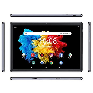 10 Inch Android Tablet pc, Android Tablet, 4 RAM 64GB ROM 128GB Expand, IPS HD,2.5D G+G Touch Screen,Google Certificated Wi-Fi Tablets,Dual Camera, Black-(with Leather case)…