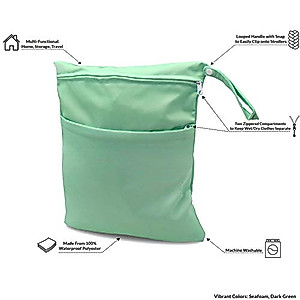 Wet Bag for Cloth Diapers - 2 Pack Diaper Bag Dry with Washable Waterproof Reusable Pouch, Zipper Pocket for Swimsuits, Pool, Beach, Dirty Clothes, Travel, Gym, Yoga Baby Stroller, Breast Pump Parts