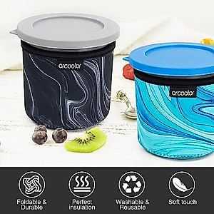 Arcoolor Ice Cream Neoprene Sleeve, Reusable Insulated Sleeves for Ninja Creami Pints, Compatible with NC301 NC300 NC299AMZ Series Ice Cream Maker Containers -Containers not Included (Mix, 4 Pack)