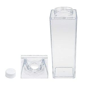 yarlung 6 Pack Milk Carton Water Bottle, 17 Oz Clear Plastic Milk Box Portable Square Juice Bottle for Outdoor Sports Travel Camping