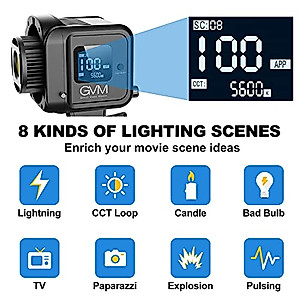 GVM 80W Video Light, Continuous Lighting for Photography with Bowens Mount, 5600K, 44100Lux/0.5m Studio Light with APP, CRI 97+ 8 Scene Lights Support AC Adapter & NP Battery
