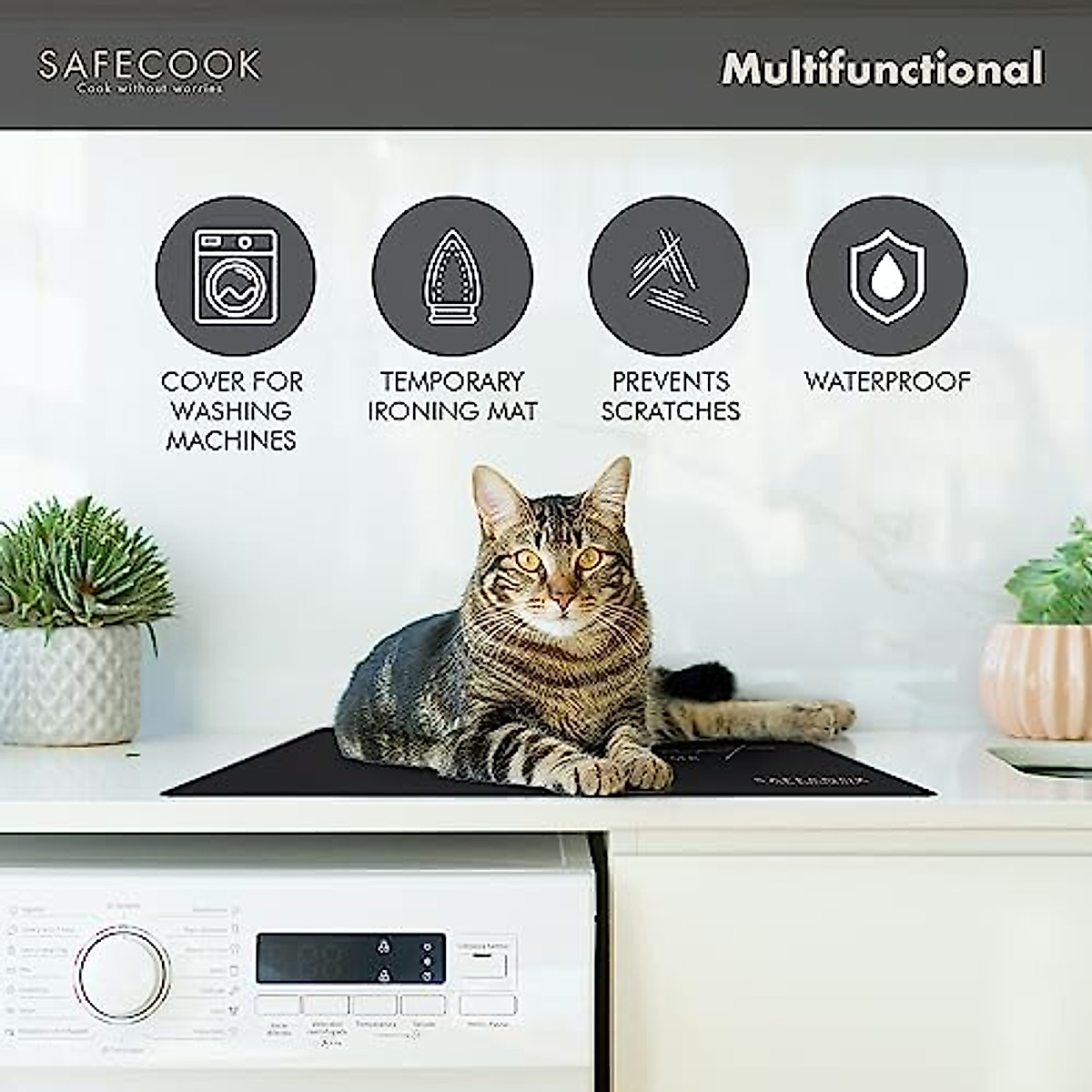 Safecook Electric Stove Top Cover (28.5 x 20) - Stylish glass top stove cover protector - Protect and Enhance your kitchen with stove top covers for electric stove - Electric stove cover - Glass cooktop protector