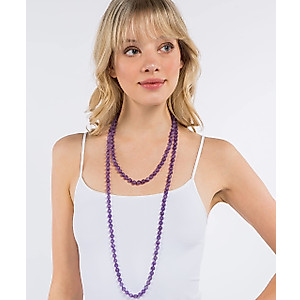MGR MY GEMS ROCK! 60 Inch Polished Genuine Amethyst Stone Multi-layer Long Endless Infinity Beaded Necklace.