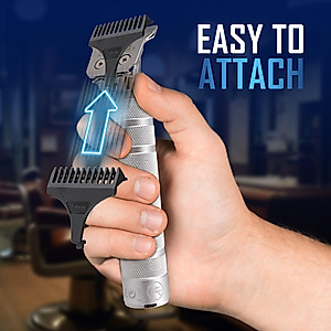 Barbasol Stainless-Steel Rechargeable Zero-Gapped T-Blade Trimmer, Hanging Blade, 3 Guide Combs