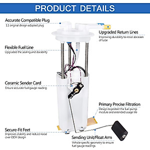 Fuel Pump Assembly Replace# E3518M Compatible with 2000-2005 Buick Lesabre 1998-2005 Park Avenue 2000-2005 Cadillac Deville 1998-2004 Seville 1998-2003 Aurora 2000-2005 Bonneville 3.8L/4.0L/4.6L