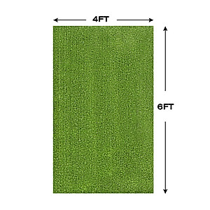 XLX TURF Green Grass Area Rug 4FT X 6FT, Outdoor Fake Turf Floor Mat for Balcony, Patio, Yard, Large Pets Dogs Grass Pad
