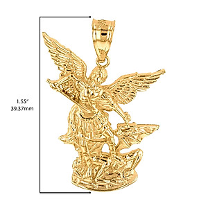 14K Yellow Gold Saint Michael The Archangel Pendant w/Bail