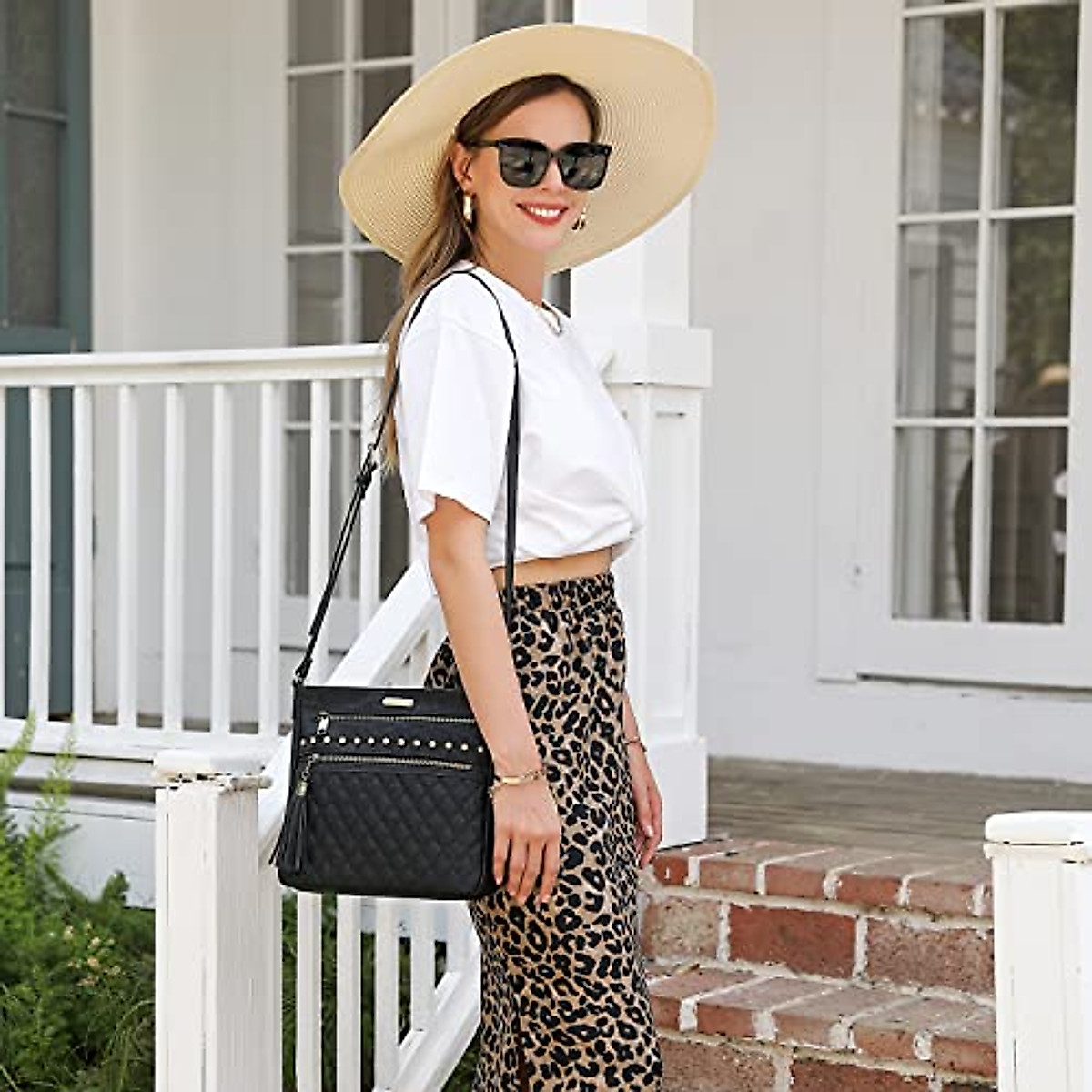 CLUCI Backpack Purse for Women Crossbody Bags Purses for Women, Leather Messenger Tassel Bag,