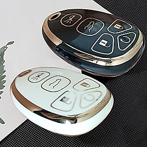 TAPAYICA for GMC Key Fob Cover Keyless Remote Smart Key Fob Shell with Keychain Fit for Chevrolet Suburban Tahoe Traverse Buick Enclave Cadillac Escalade GMC Acadia Yukon (5 Buttons-Black)