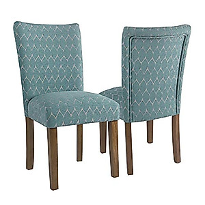 HomePop Parsons Classic Upholstered Accent Dining Chair, Teal (Set of 2)