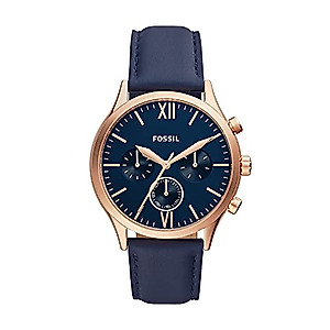 Fenmore Midsize Multifunction Navy Leather Watch
