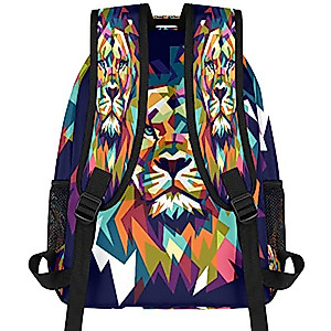 Lion Backpacks for Girls Boys, Abstract Lion Travel Backpack Laptop Backpack Waterproof School Backpack Bookbags for Teens Kids Backpack with Multiple Pocket Hiking Daypack Casual Bag
