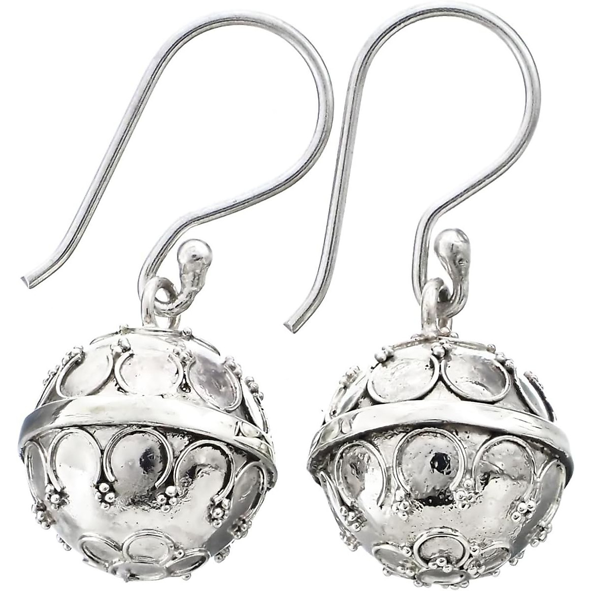 Handmade Harmony Ball Chime 925 Sterling Silver Earrings, 1/2"