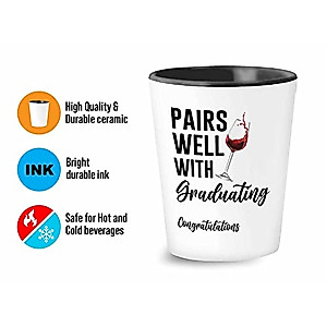 Bubble Hugs Wine Lover Shot Glass 1.5oz - Pairs Well With Graduating - Alcoholic Drinker Cocktail Wine Beer Graduation Savant School College