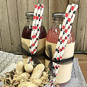 Casino Card Night Theme Paper Straws - Ace, Spade, Heart, Diamond Card Design - Black Red White - Pack of 100 - Outside the Box Papers Brand