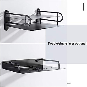 Space Aluminum Storage Box Tray, Digital TV Set-top Box Shelf, Router Rack Bracket, Wall-Mounted Shelf (Black/White)