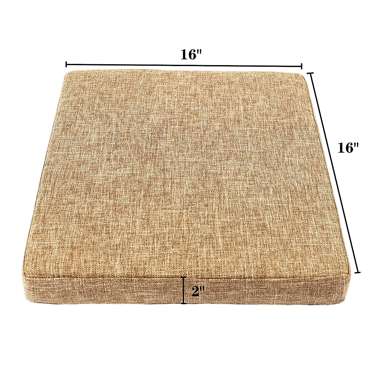 Takehanaus Office Kitchen DIng Chair Cushion Soft Square Cushion Non Slip Chair Pad and Seat Cushion with Machine Washable Cover 16In,Dark Beige, 16In x 16In