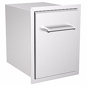 Spire Stainless Steel Built-in Roll-out Trash Can, 10 Gallon Trash Bin, Perfect for Outdoor Island Kitchens, BBQs, Grilling & Cooking, 480-0002