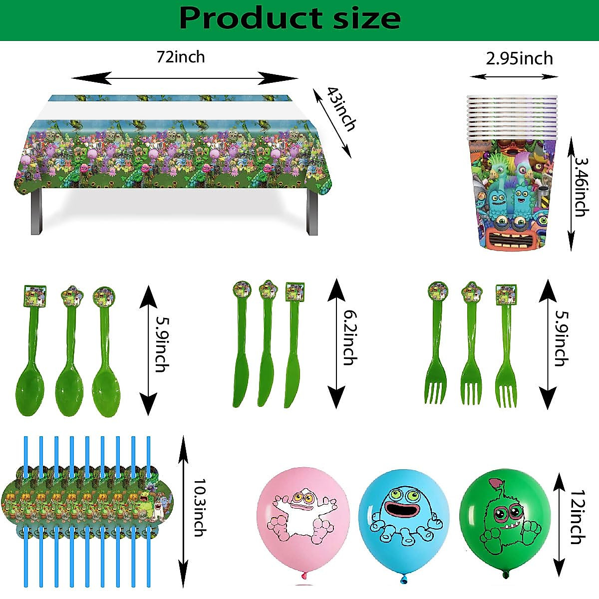 Monster birthday party supplies music moster party decoration for kids birthday party with banner cake topper balloons monster plates and cups