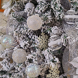 XmasExp Christmas Ball Ornaments Set-70mm/2.76" White Large Shatterproof Clear Glitter Pastic Christmas Ball Ornaments Xmas Tree Decoration Delicate Hanging Ornaments (12 Counts,White)