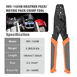 iCrimp Delphi Weather Pack Crimper, Metri Pack Crimping Tool, Wire Crimper for Sealed Weatherproof Automotive Electrical Connectors AWG14 to AWG24