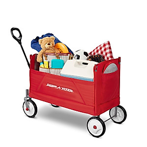 Radio Flyer 3957A EZ Wagon with Canopy, Folding Trolley for Kids, Garden and Cargo cart, Ages 1.5+, Red
