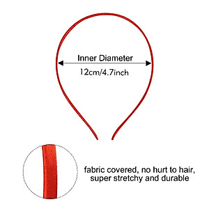 Lawie 20 Pack Colorful Plain Blank Cloth Satin Fabric Covered Slim Thin Hard Metal Headband Simple Skinny Wire Hair band Elastic Hair Hoop Holder Clasp Tiara Crown Craft DIY Accessories for Women