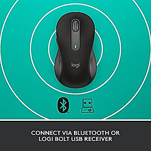 Logitech Signature M650 L Full Size Wireless Mouse - For Large Sized Hands, 2-Year Battery, Silent Clicks, Customizable Side Buttons, Bluetooth, for PC/Mac/Multi-Device/Chromebook - Black