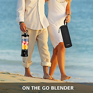 Portable Blender with Insulated Sleeve - Personal Juicer 20 Oz Blender Cup for Protein Shakes and Smoothies with 6 Blades, USB Rechargeable,Travel Lid-Mini Small Blender for Kitchen, Office,Gym,Travel