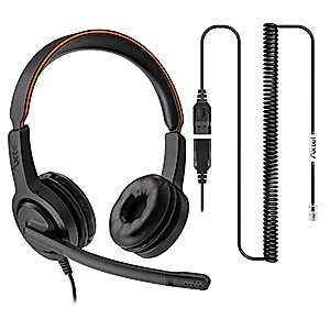 Axtel Bundle Voice 40 Duo NC with AXC-01 Cable | Noise Cancellation - Compatible with Avaya 2400/4600 Series, Mitel 6800 Series, NEC DTL/ITL Series, Nortel, Polycom VVX Series