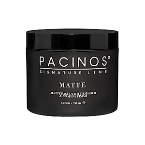 Pacinos Matte Hair Paste - Firm Hold, No Shine, Sculpting & Styling Wax, Long Lasting Definition & Texture, No Flakes, All Hair Types, 4 fl. oz.