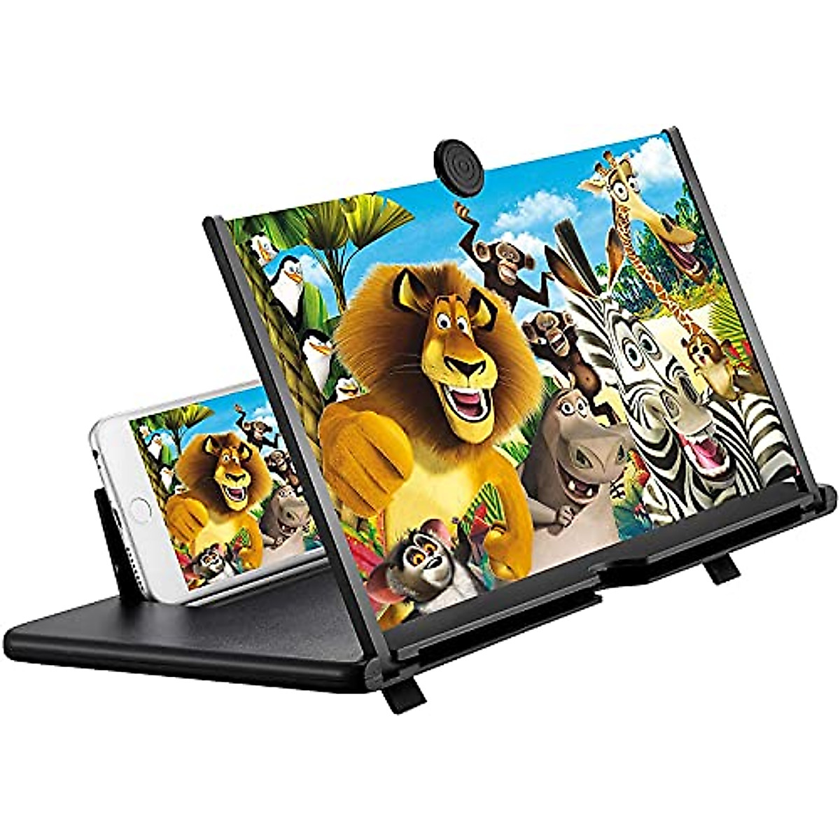 Screen Magnifier for Cell Phone, LXUNYI 16in Phone Screen Magnifier Eye Protection with Foldable Stand Screen Enlarger for Movies, Videos and Gaming Suit for All Smartphones (Black, 16in)