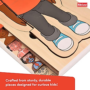 Kidzlane Boy Wooden My Body Puzzle for Toddlers & Kids - 29 Piece Boys Anatomy Puzzle Kid Play Set - Anatomy for Kids, Skeleton Toys for Kids Ages 3 Plus