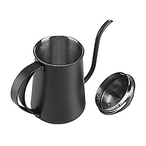 Ikunde 650ML Stainless Steel Gooseneck Spout Kettle Coffee Tea Home Brewing Drip Pot Black