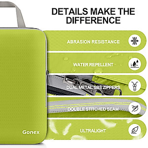 Gonex Compression Packing Cubes, 4pcs Expandable Storage Travel Luggage Bags Organizers (Green)