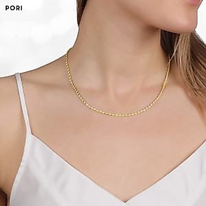 PORI JEWELERS 10K Gold 1.8MM Diamond Cut Rope Chain Necklace Unisex Sizes 16"-30" (22)