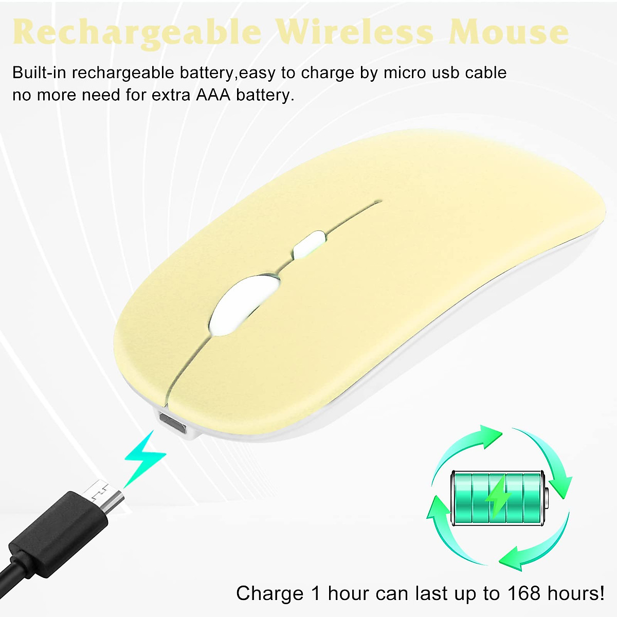 UrbanX 2.4GHz & Bluetooth Mouse, Rechargeable Wireless Mouse for Huawei MatePad 5G Bluetooth Wireless Mouse for Laptop/PC/Mac/Computer/Tablet/Android RGB LED Rose Gold