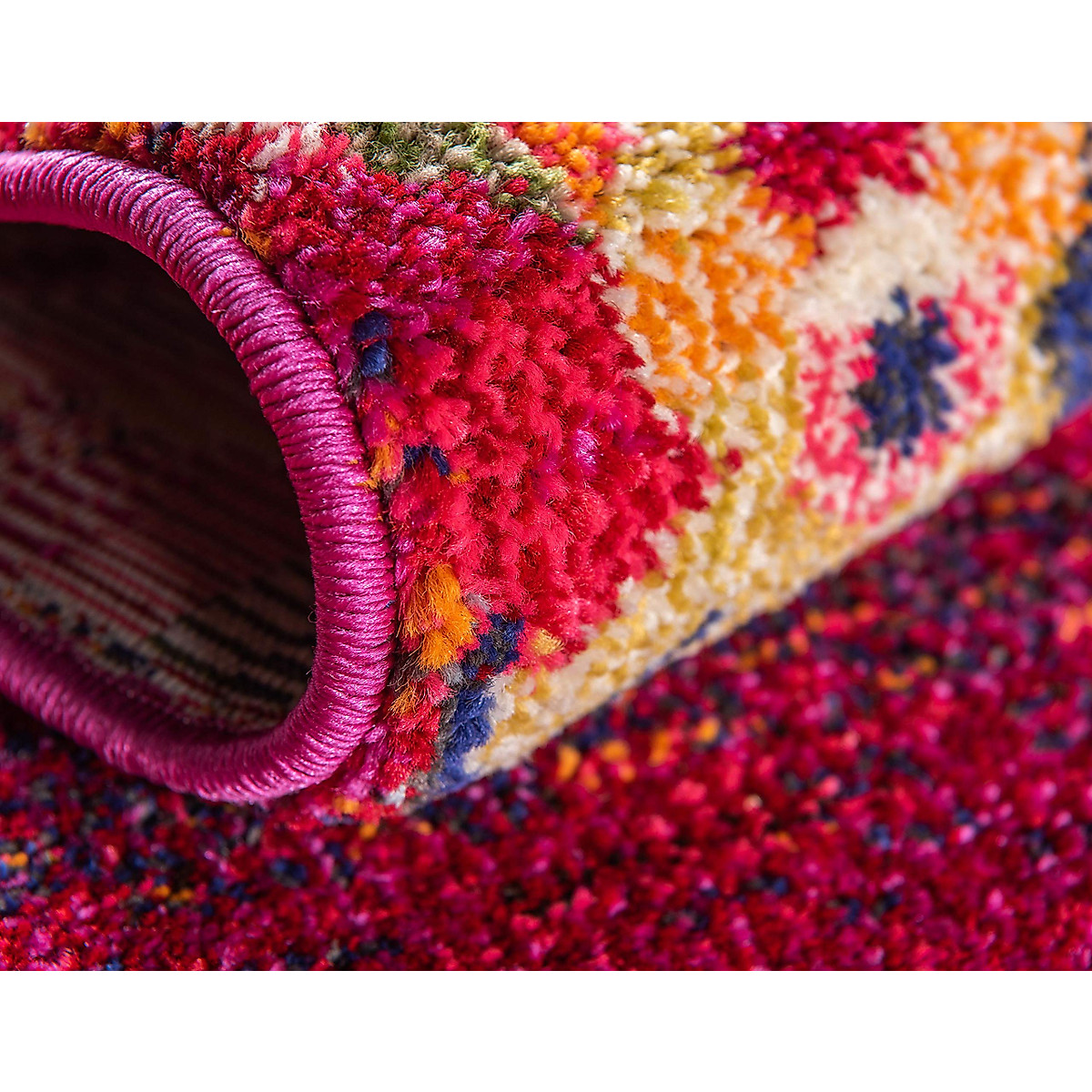 Unique Loom Medici Collection Vibrant Colors Abstract Botanical Red Round Rug (6' 0 x 6' 0)