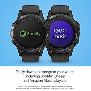 Garmin Fenix 5 Plus Premium Multisport GPS Smartwatch with Color TOPO Maps, Heart Rate Monitoring, Music and Garmin Pay with Black Band (Renewed)
