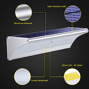 Ousam Led Solar Motion Lights Outdoor Waterproof Wall Lamp for Garage Barn Fence Patio Front Door Driveway Garage House (12in 60LED)