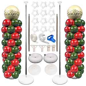 2 Set Metal Balloon Column Stand Kit Adjustable 81 Inch Height Balloon Tower Pillar with Reusable Telescopic Poles and Water Bags for Birthday Baby Shower Graduation Christmas Halloween Wedding Party