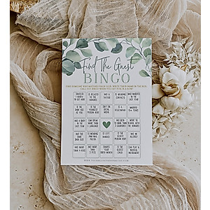 Your Main Event Prints Eucalyptus Floral Find The Guest Bingo Game for Bridal Shower, Baby Shower and Bachelorette Parties, 50 Game Cards Included